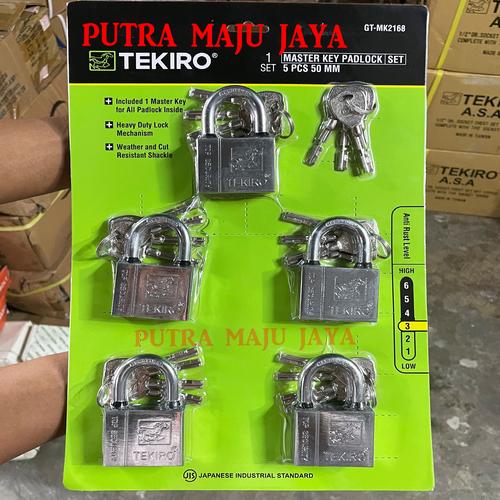 Jual TEKIRO GEMBOK MASTER KEY SET 5 PCS 50 MM GEMBOK LEHER PENDEK ...