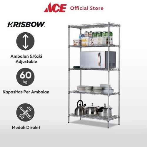 Jual ACE - KRISBOW RAK BESI SERBAGUNA 5 TINGKAT - SILVER STORAGE RACK ...