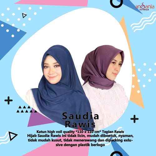 Jual Saudia Exclusive Tepi Rawis Hijab Segi Empat Saudia Rawis Ansania ...
