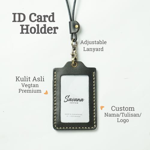Promo ID Card / Name Tag Holder / Dompet Id Card Kulit - HITAM - 2 Slot ...