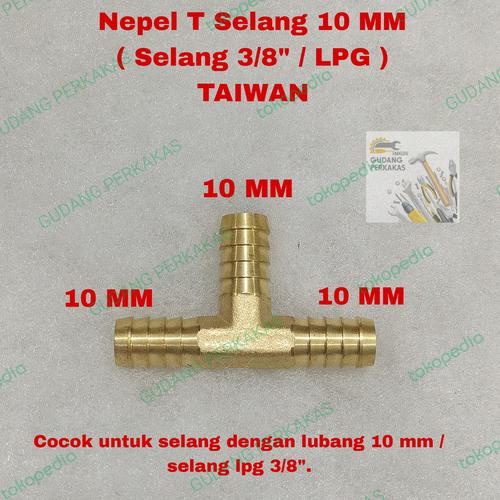 Jual Nepel T Selang 10MM TAIWAN - T Cabang 3 Kuningan Selang Gas LPG 3/ ...