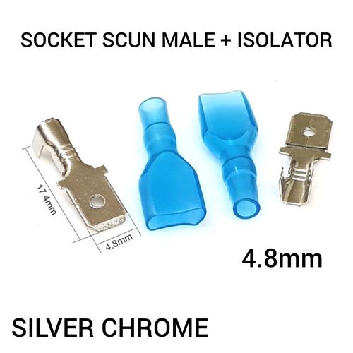 Jual Socket Scun Skun Male Jantan Silver Chrome 4.8mm Plus Isolator ...