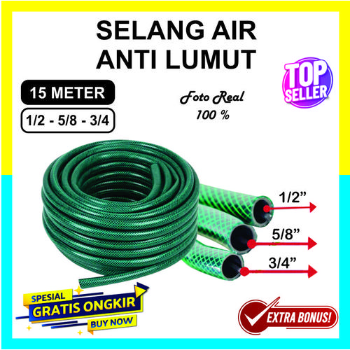 Jual SELANG AIR 15 METER ANTI LUMUT / SELANG AIR 1/2 5/8 3/4 INCH SELANG - 1/2 in ( 15m ) - Kota ...