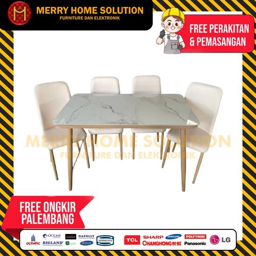Jual meja makan kursi 4 / meja makan batu mermer kursi 4 minimalis ...