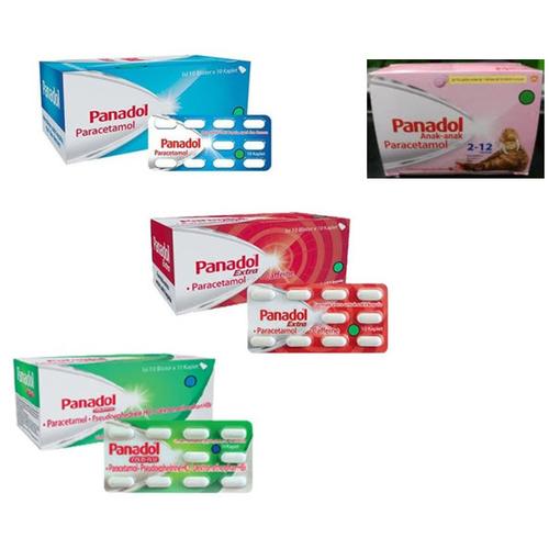 Jual PANADOL Box Biru / Merah / Hijau/ Anak 10 Strip 100 tablet - Merah ...