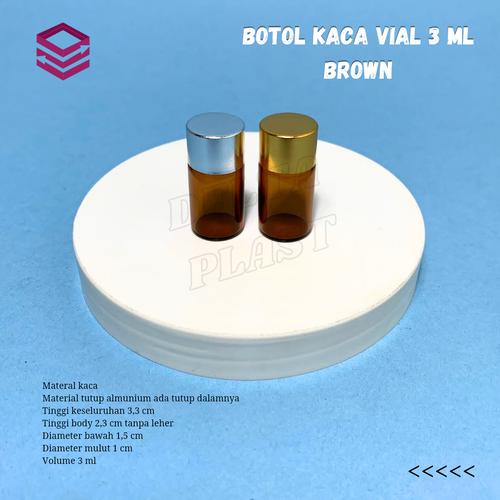 Jual Botol kaca vial 3ml amber tutup almunium / Botol tester, sample ...