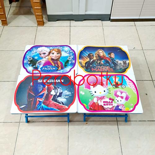 Jual Meja Belajar Anak Kayu Gambar 3D RD-506 / Meja Lipat Motif Kartun ...
