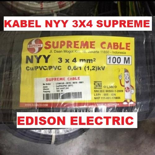 Jual Kabel NYY 3x4 SUPREME TUNGGAL HITAM PER METER / ROLL 50M 100M SNI ...