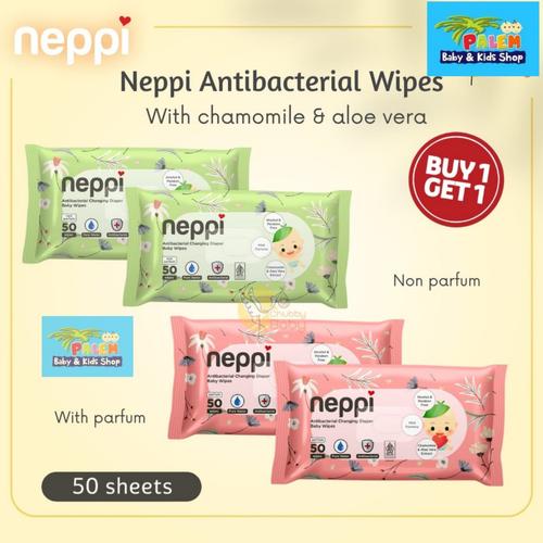 Jual Neppi Baby Wipes Antibacterial Changing Diaper Tissue Basah 50s ...