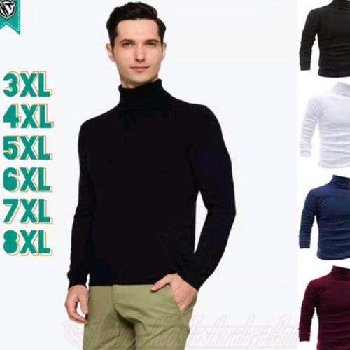 Jual Viral 3Xl-8Xl Kaos Pria Kerah Tinggi Panjang Turtle Neck Daleman Jumbo - Maroon, 5XL ...