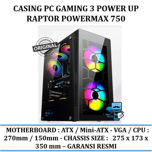 Jual Casing Pc Gaming 3 Power Up Raptor Powermax 750 - Original Produk ...