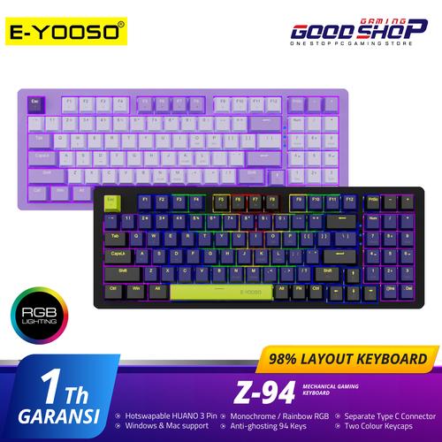 Jual E-yooso Z94 - 98% Monochrome Hotswap Mechanical Gaming Keyboard I Z-94 - Light Pruple, Blue ...