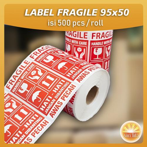 Promo Label Sticker FRAGILE 95x50 HATI-HATI JANGAN DIBANTING 95 X 50 ...