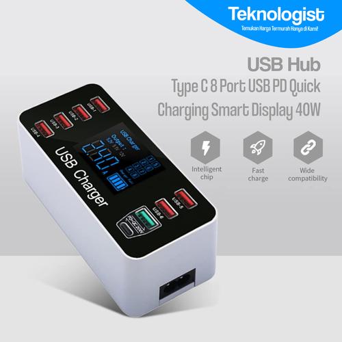 Promo USB Hub Type C 8 Port USB PD Quick Charging Smart Display 40W ...