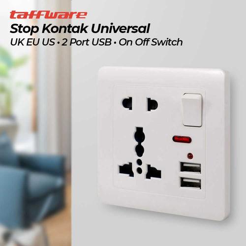 Promo Stop Kontak Dinding Tembok UK EU USB Port ON OFF LC-20 - Putih ...