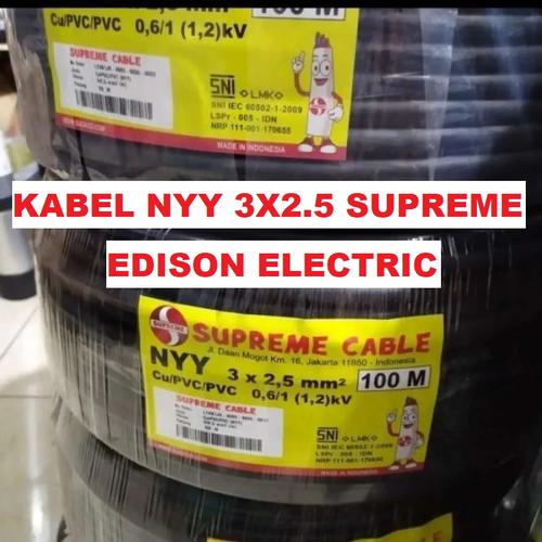 Jual Kabel NYY 3x2.5 SUPREME TUNGGAL HITAM PER METER / ROLL 50M 100M SNI - METER - Kota Makassar ...