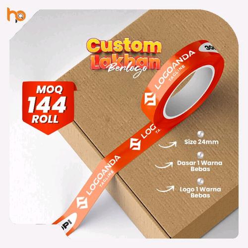 Jual Lakban Custom Ukuran 24mm 1 Warna Logo / 1 Warna Dasar Putih ...