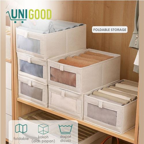 Jual UNIGOOD - Foldable Storage Box Canvas Rak Organizer Kain Bahan ...