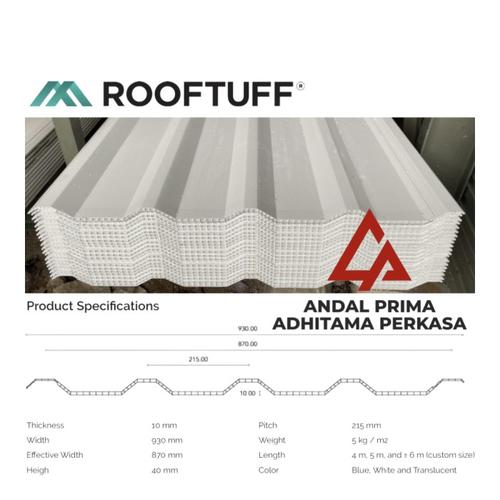 Jual Atap Rooftuff 870 Twinwall UPVC 10mm - Atap Upvc - Putih, per m ...