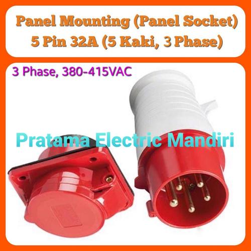 Jual Plug & Panel Mounting Socket 5 Pole 5 Pin 5P 32A Male Female ...