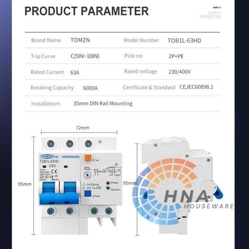 Jual SKE RCBO + SPD 230V 16A - 63A TOMZN MCB Lightning Protection Residual - 32A - Jakarta Utara ...