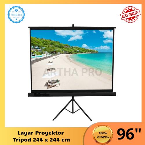 Jual Screen projector tripod 96" - Layar proyektor pakai kaki 96 inch ...