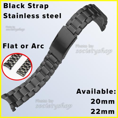 Jual Black STRAP Stainless Steel Rantai Jam Tangan Watch tali 20mm 22mm ...