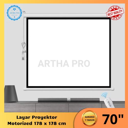 Jual Layar proyektor gantung otomatis 70" - Screen motorized 178 x 178 ...