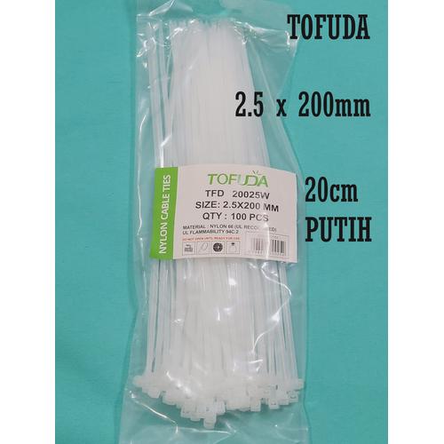 Jual kabel ties 20 cm TOFUDA 2,5mm x 200mm PUTIH HITAM cabel ties ...