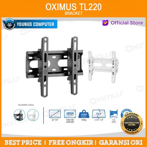 Jual BRACKET OXIMUS TL220 BLACK / WHITE Wallmount 22"-55" 45kg Tilt ...