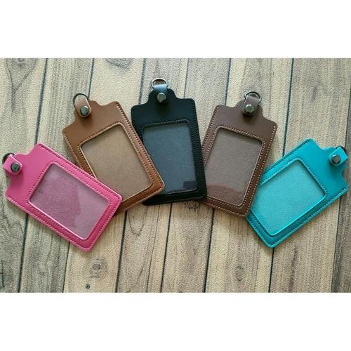 Jual Name Tag Kulit Id Card Kulit Holder Kancing Lanyard Kancing Name ...