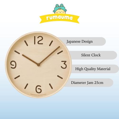 Promo RUMAUMA SIYE Plywood Japanese Decorative Wall Clock Silent Jam ...