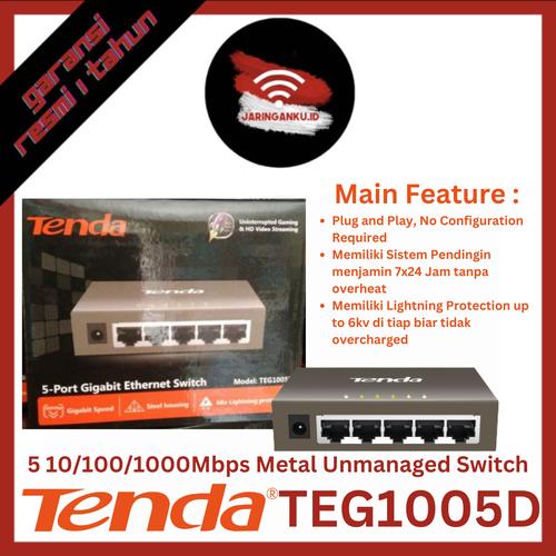 Jual Tenda TEG1005D Five-port Ethernet Gigabit switch 10/100/1000Mbps - Jakarta Pusat ...