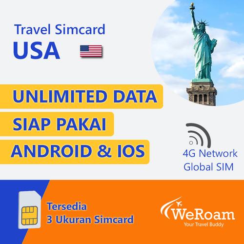 Jual WeRoam Travel Sim Card USA Amerika Unlimited Data Internet - 5 ...