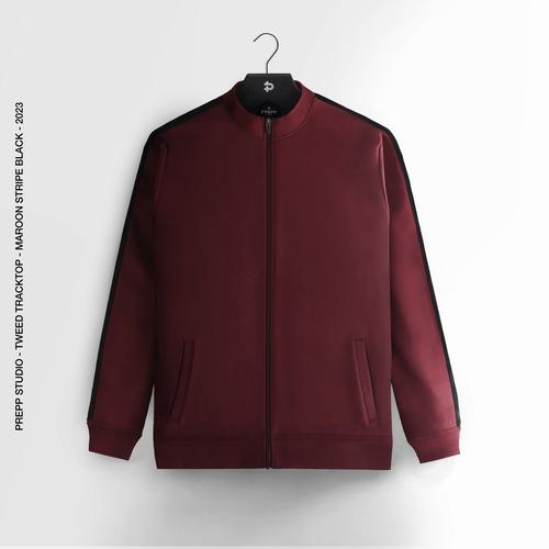 Jual JAKET PREPP STUDIO TWEED TRACKTOP MAROON STRIPE BLACK - S ...