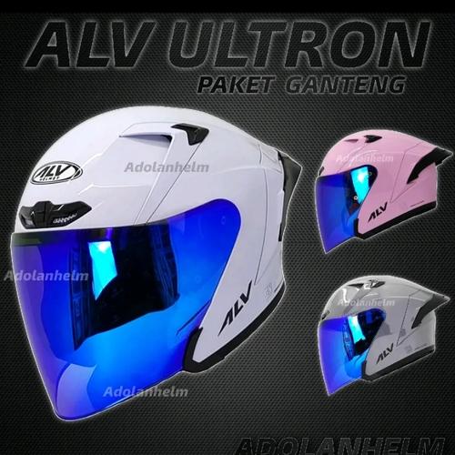 Jual HELM HALF FACE ALV ULTRON SOLID PAKET GANTENG - PG WH V.SIL, XL ...
