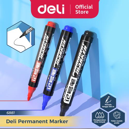 Jual Deli Permanent Marker / Spidol Permanen Isi 1 pcs 6881 - Hitam ...