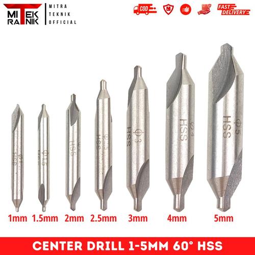 Jual Mata Bor Center Drill 1mm 1.5mm 2mm 2.5mm 3mm 4mm 5mm HSS 60 ...