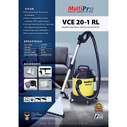 Jual MULTIPRO VCE 20-1 RL Vacuum Cleaner Extractor Wet & Dry 1200 Watt ...