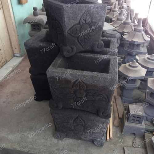 Jual pot tanaman dari batu bentuk kotak / stone pot / pot dari batu ...