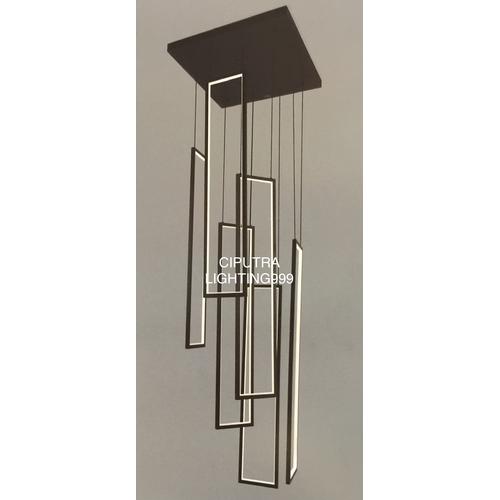 Jual LAMPU GANTUNG HIAS LED VOID TANGGA RING 6 KOTAK HITAM SCP-9365-6 ...