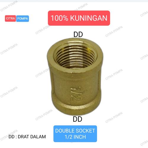 Jual DOUBLE SOCKET KUNINGAN 1/2 / DOUBLE DRAT DALAM 1/2 KUNINGAN - Kab ...