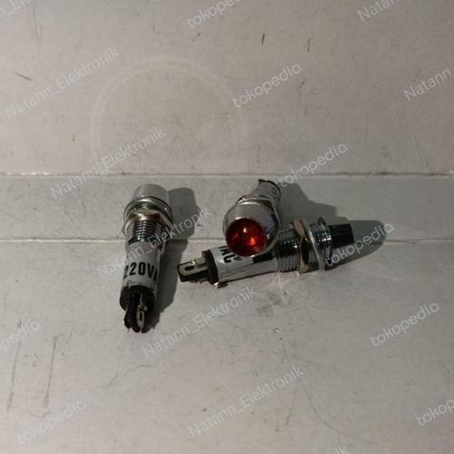 Jual 3431 pilot lamp besi nickel nikel 10mm 10 mm 220v ac 220volt merah ...
