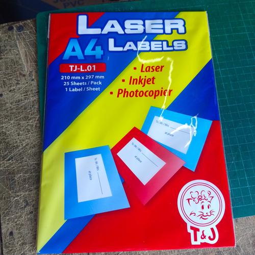 Jual kertas laser a4 label t&j TJ-L. 01/sticker laser label A4 ...