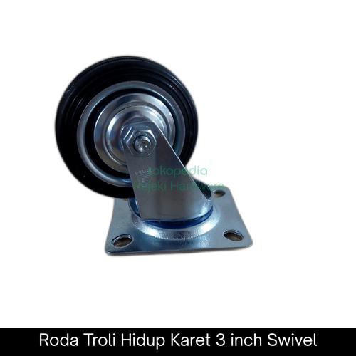 Jual Roda Gerobak / Trolley / Troli Karet Hidup 3 inch Swivel - Kota ...