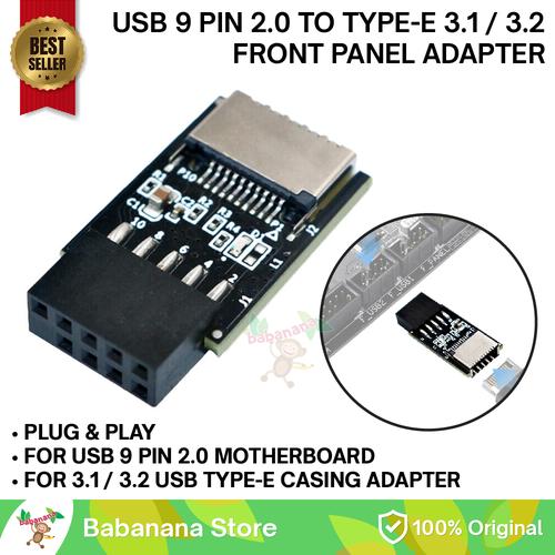 Jual Usb 9 pin 2.0 to type C front panel adapter motherboard mobo ...