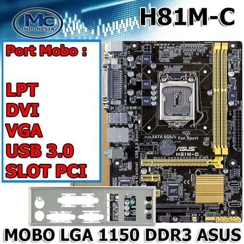 Promo Mobo Mainboard Intel LGA 1150 H81 ASUS VGA On board - H81M-C ...