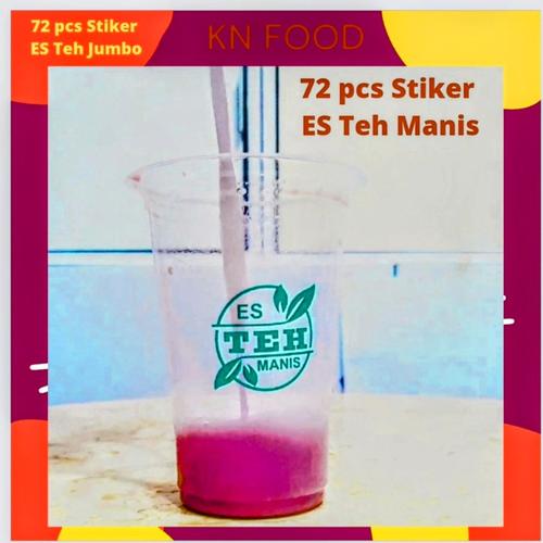 Jual Stiker Cup Es teh Manis Isi 72 pcs stiker label transparan cup ...