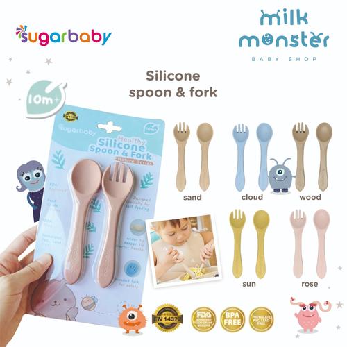 Jual Sugar baby Healthy Silicone Spoon and Fork Nature Series/sendok ...