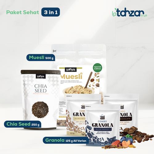 Promo [Paket Sehat 3 in 1] Muesli 500 gr + Granola 125 gr + Chiaseed 250 gr - 3in1 Berry ...